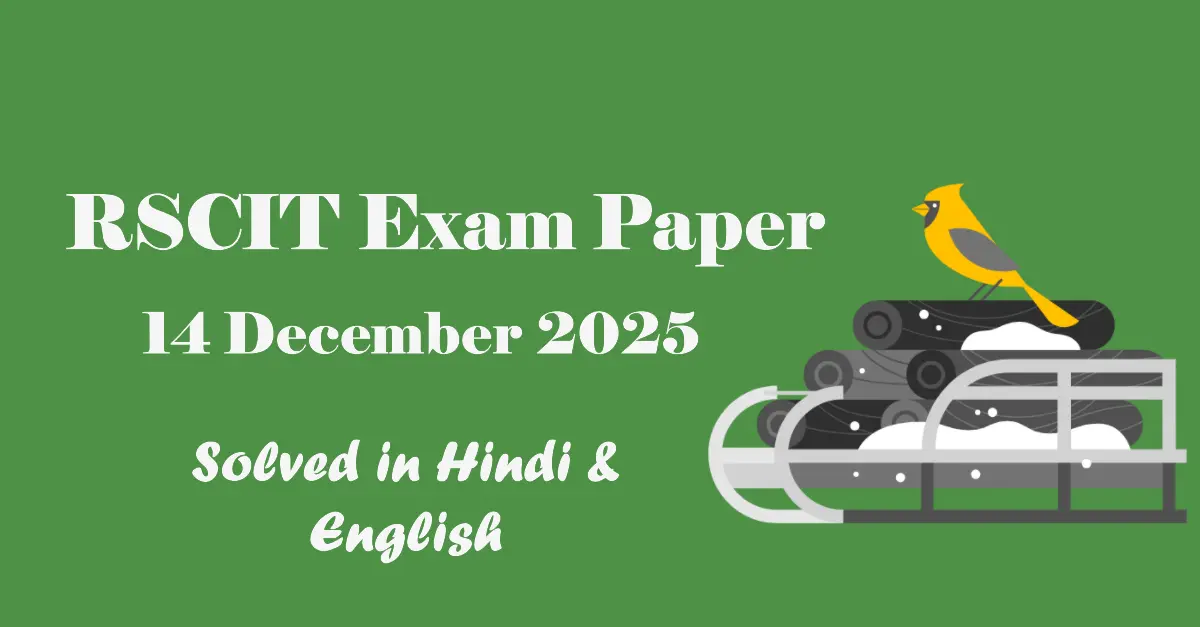 RSCIT Exam Paper 14 December 2025: Solved in English and Hindi
